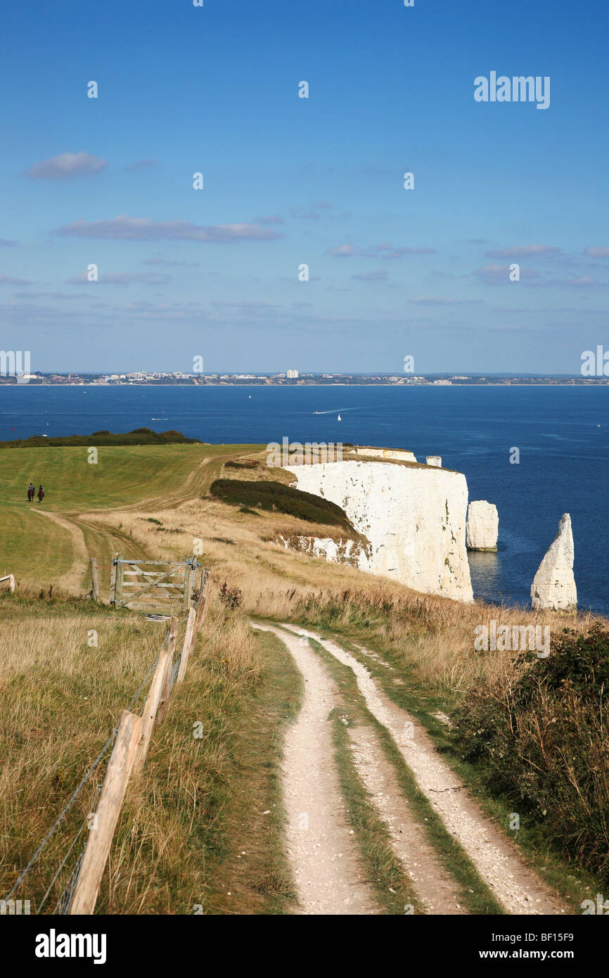 Cliff top footpath heading towards Old Harry Rocks on Dorset's Jurassic ...