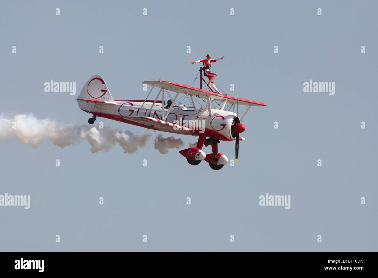 Wingwalker Airplane Biplane Flying High Resolution Stock Photography ...