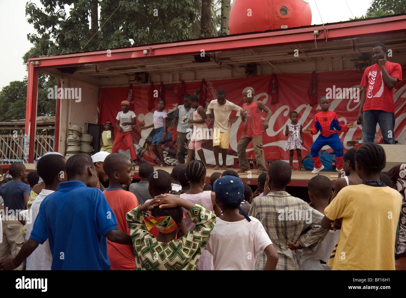 Children's dancing competition at Carnival in Bonapriso district Douala ...