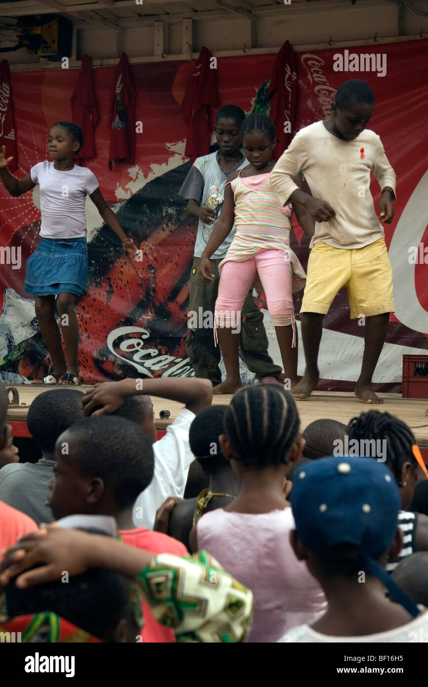 Children's dancing competition at Carnival in Bonapriso district Douala ...