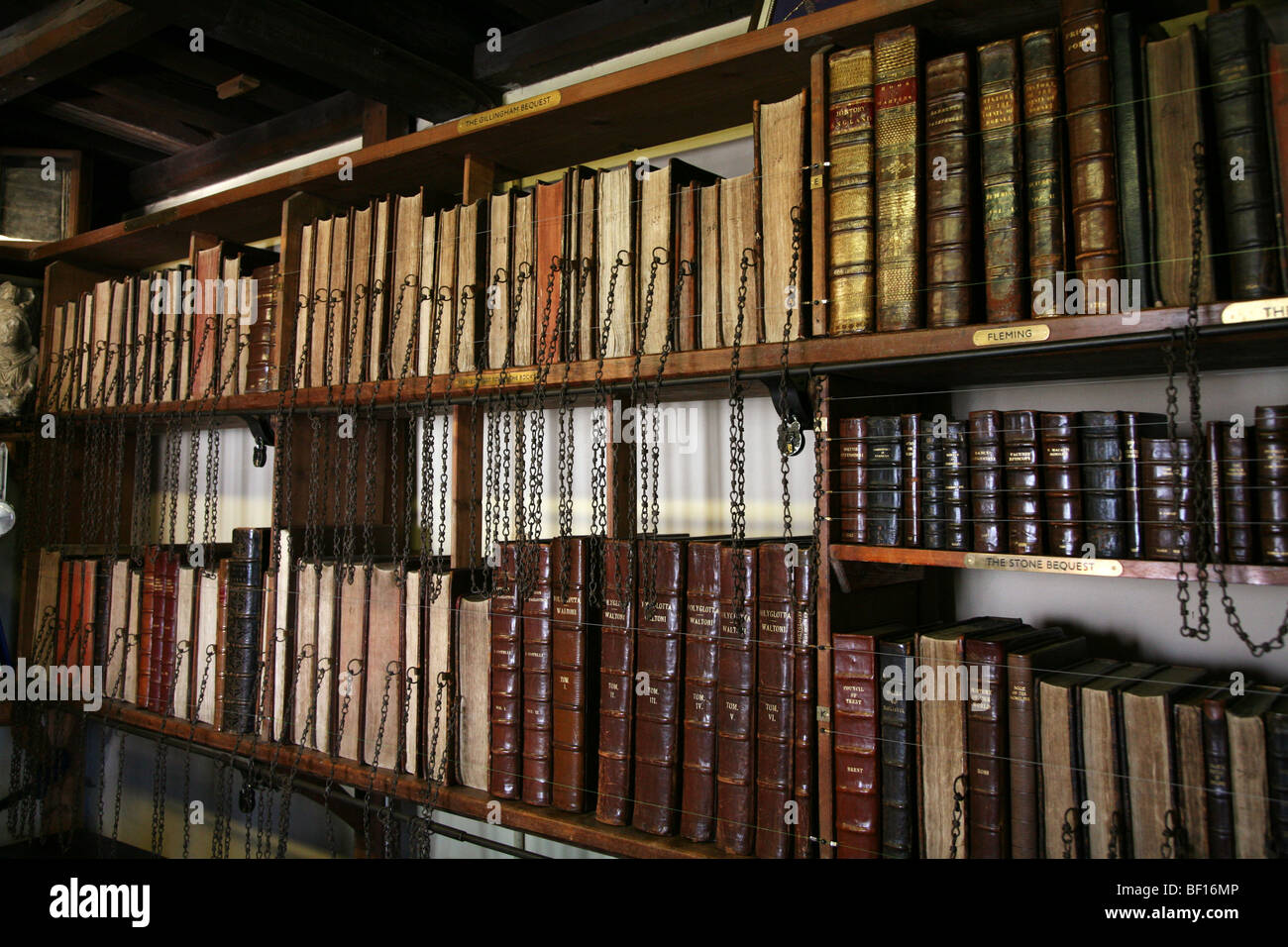 The Chained Library housed in The old Treasury of Wimborne Minster ...