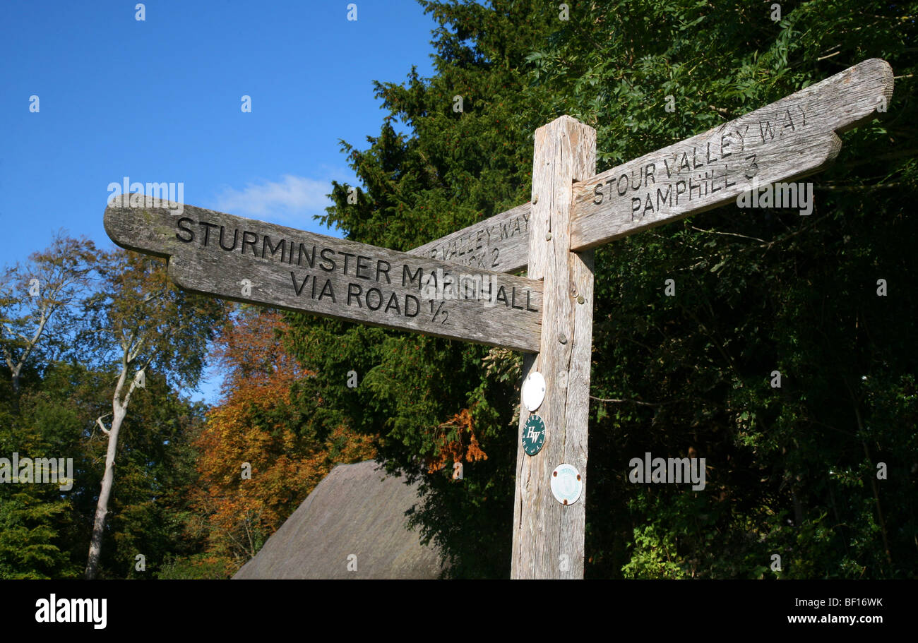 Signpost by White Mill Bridge, a medieval single carriageway bridge ...