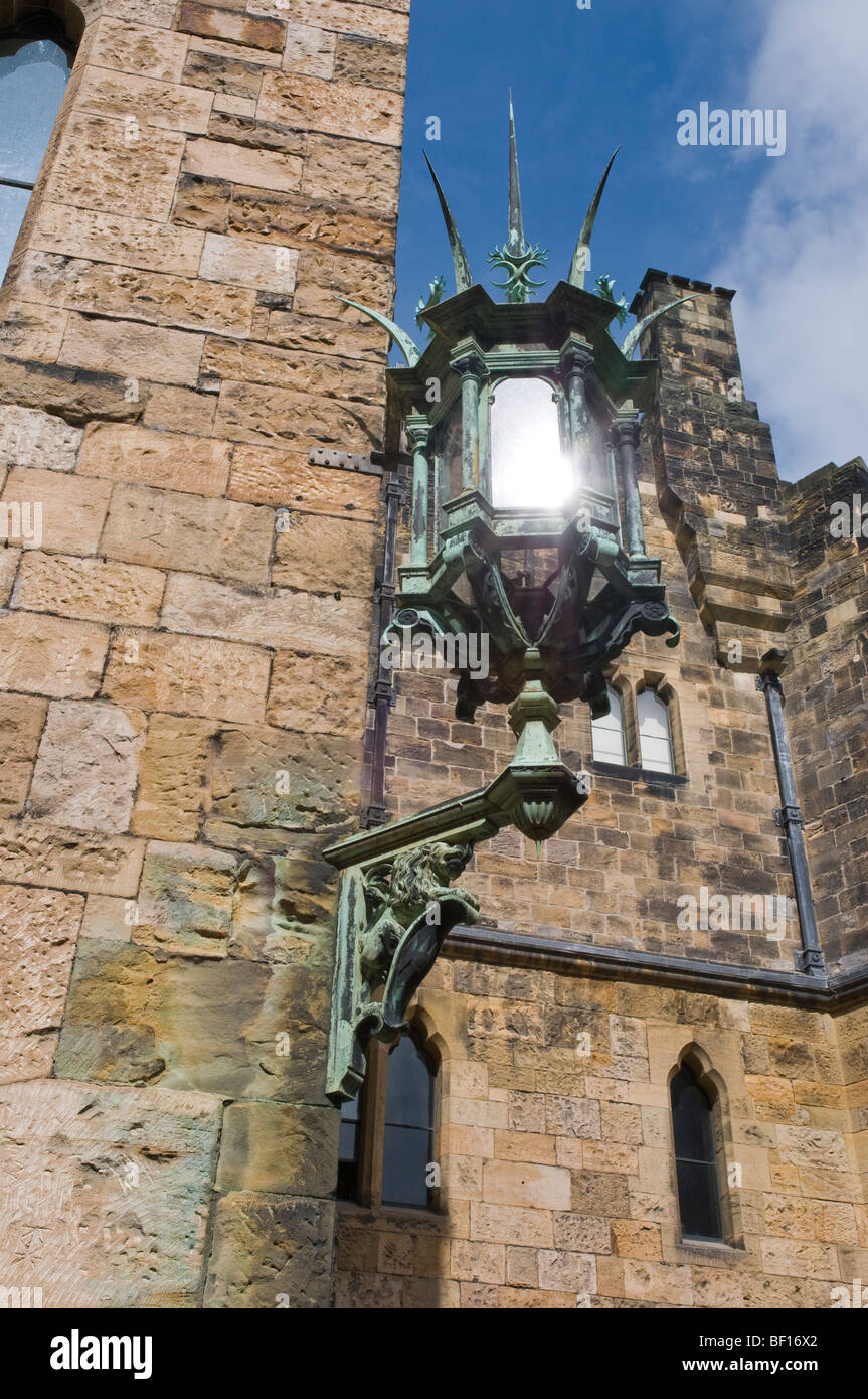 Medieval gothic lantern in a courtyard at Alnwick Castle in ...