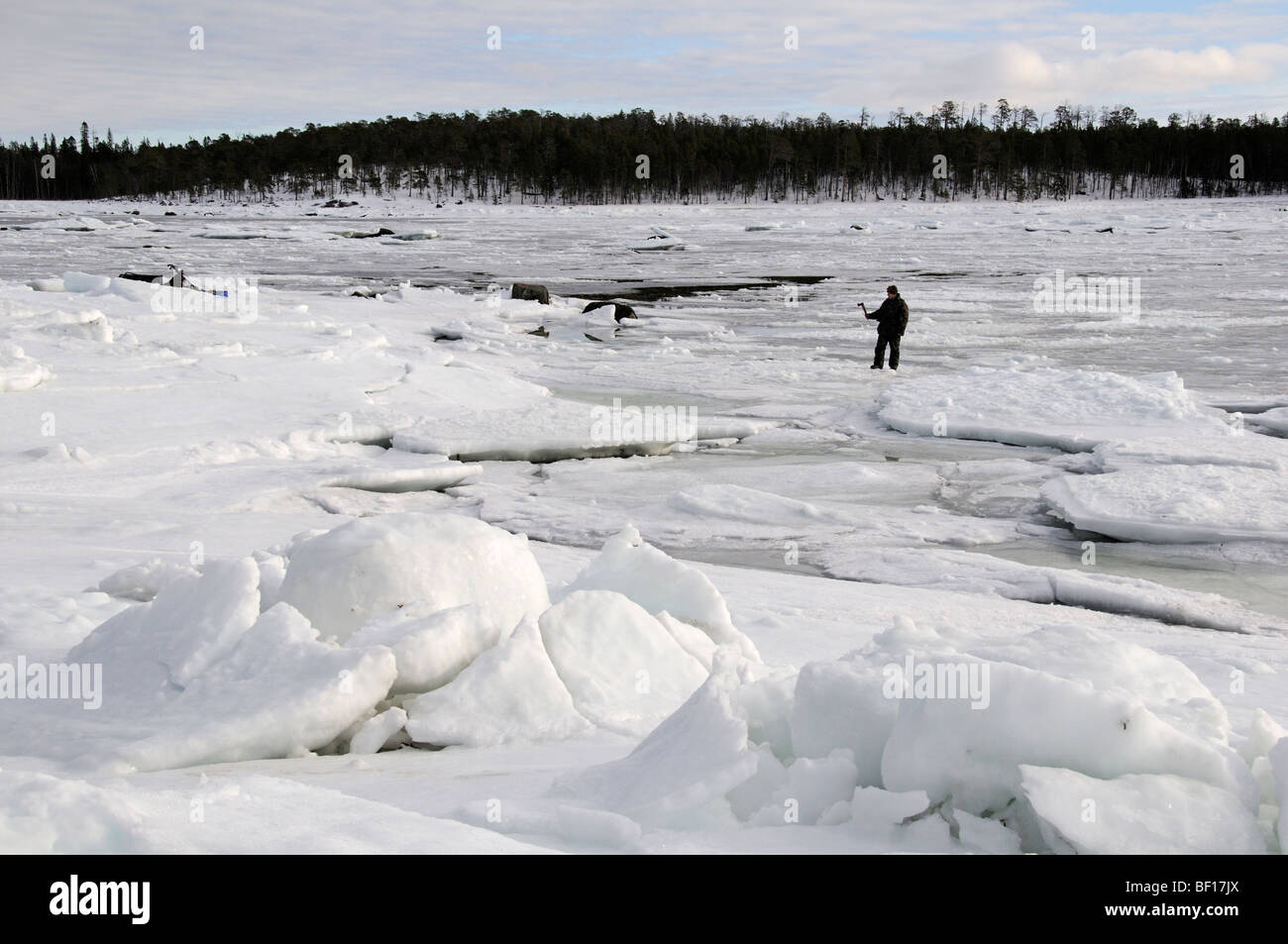 frozen bank with Sea ice, White Sea, Russia Stock Photo - Alamy