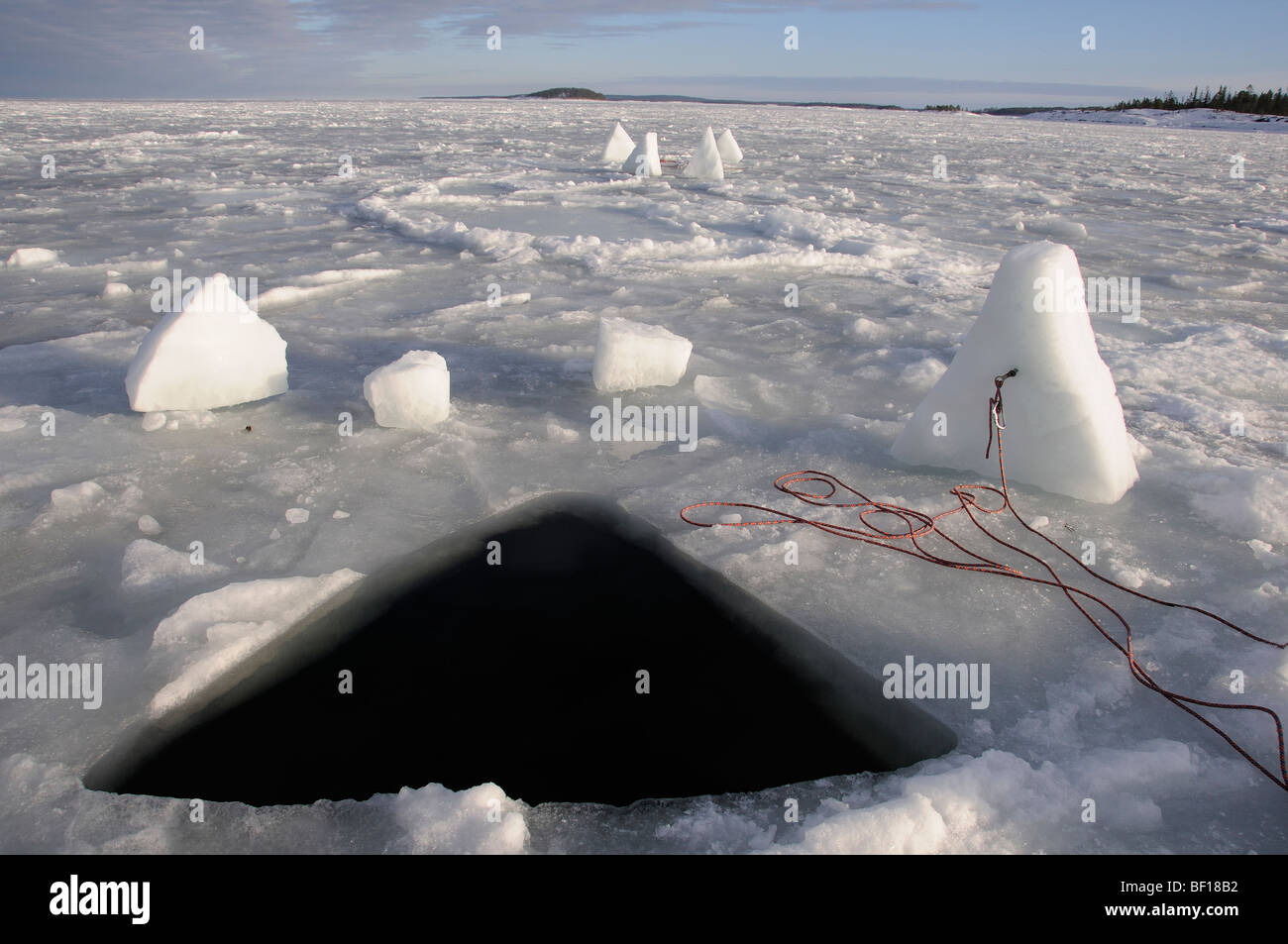 ice camp, ice hole, ice diving, White Sea, Russia Stock Photo - Alamy