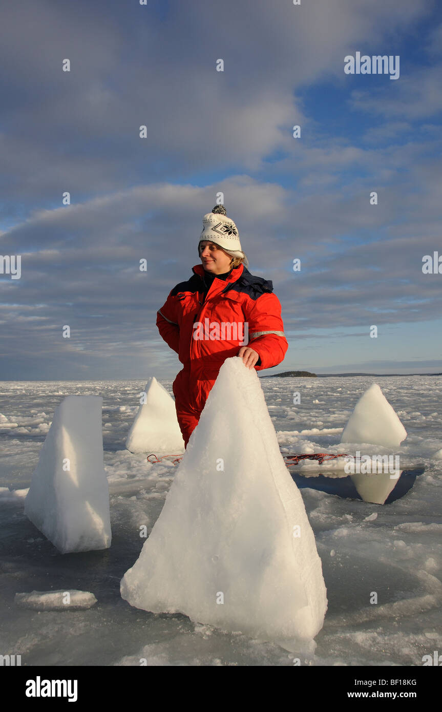 ice camp, ice hole, ice diving, White Sea, Russia Stock Photo - Alamy