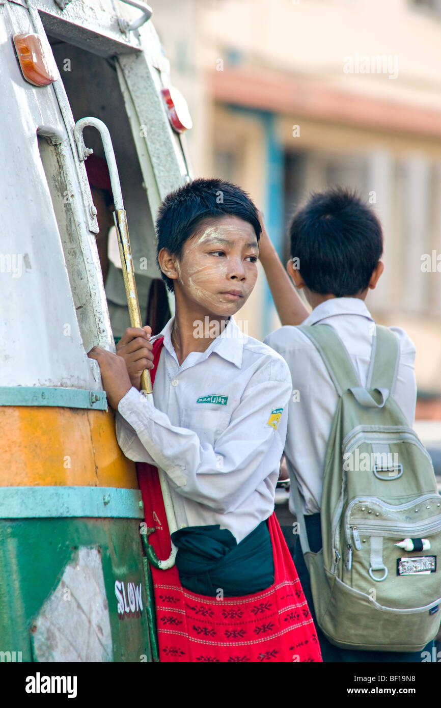 Children on a school bus in Myanmar Stock Photo - Alamy