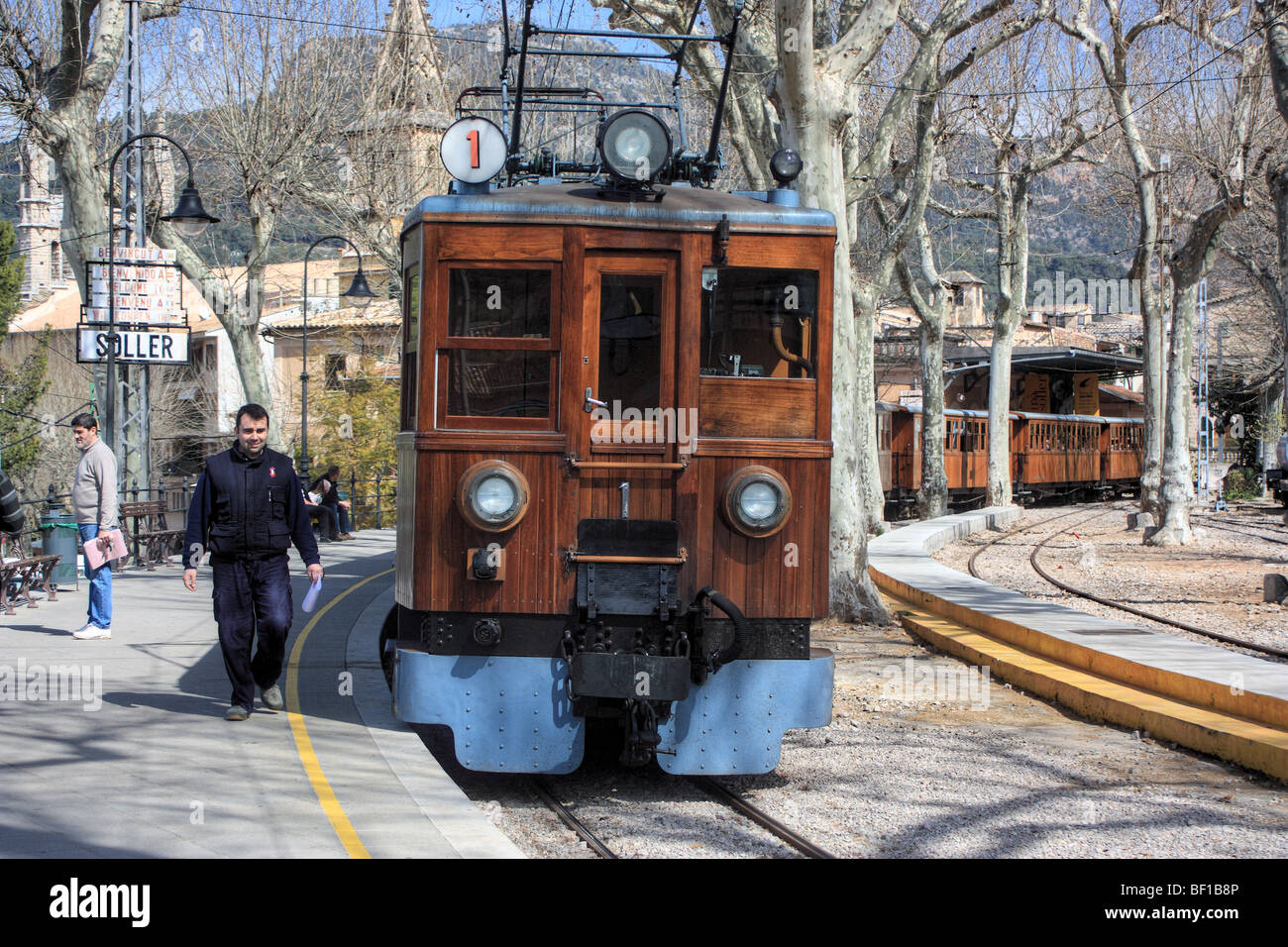 Train of Sóller, Sóller train station, Majorca Island, Spain Stock ...