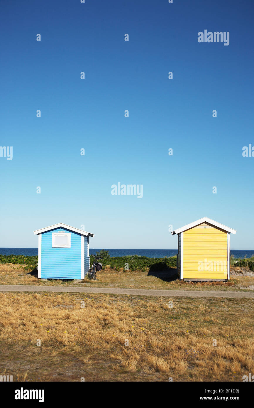 Bathing huts, Skane, Sweden Stock Photo - Alamy