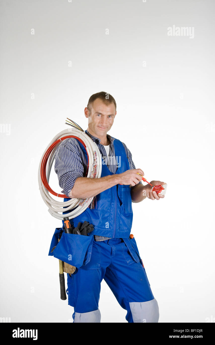 Portrait of an electrician Stock Photo - Alamy