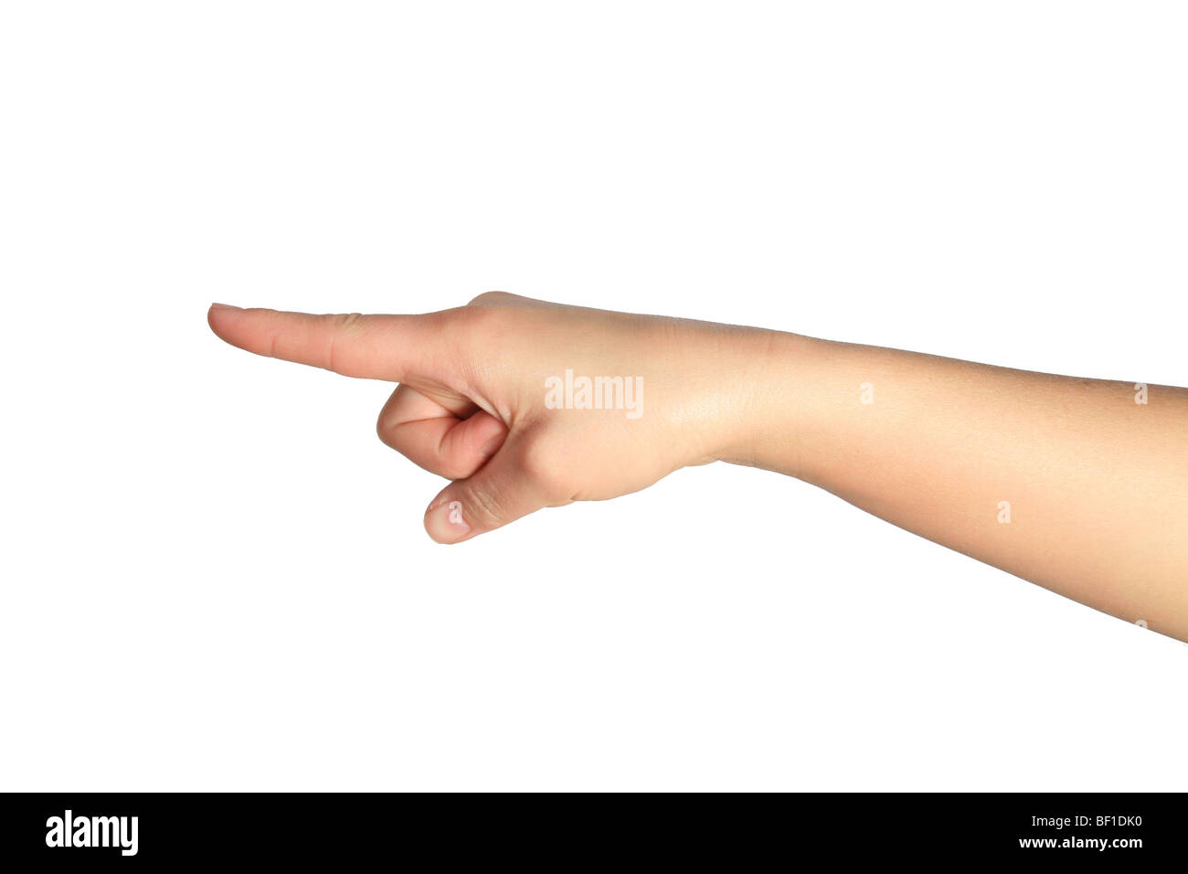 Somebody's finger pointing on something Stock Photo - Alamy