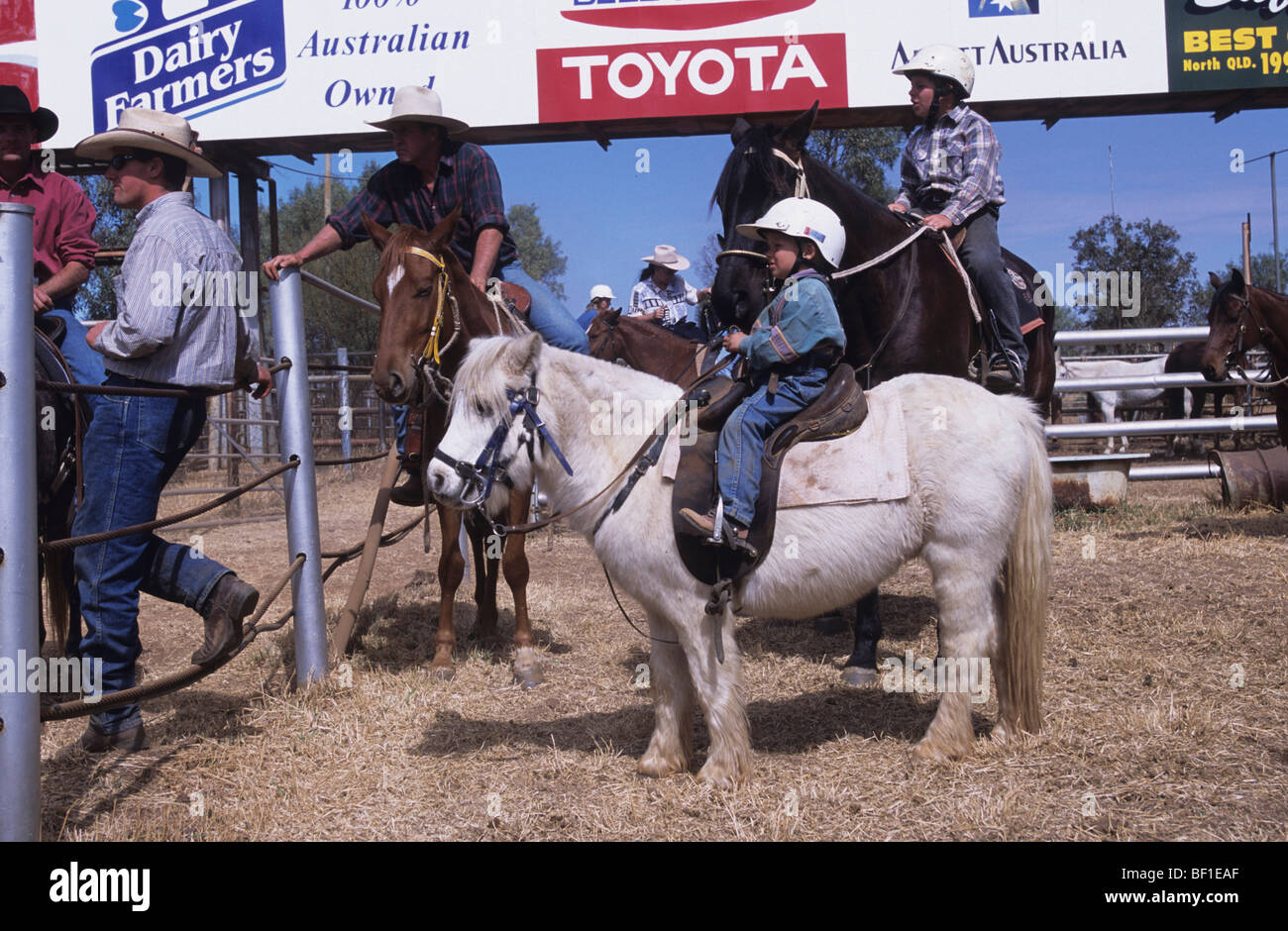 Children mustering calf, rodeo, Queensland Australia Stock Photo - Alamy