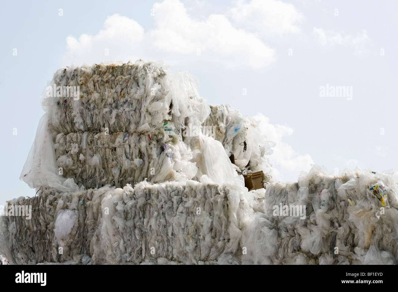 Bundles of plastic at a recycling center Stock Photo - Alamy