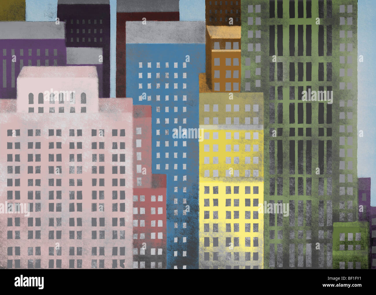 Vibrant colored skyscrapers Stock Photo - Alamy