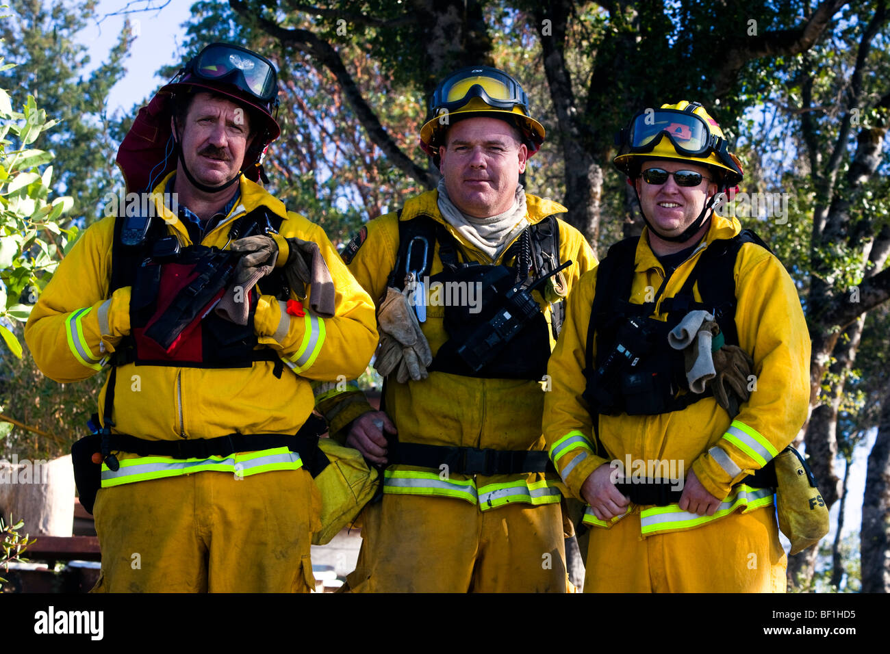 Wildland firefighters at California Loma wildfire in the Santa Cruz ...