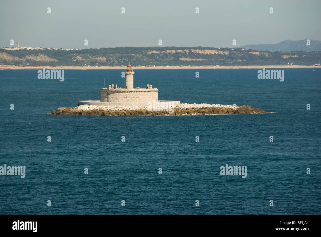 Bugio lighthouse situated in the River Tagus estuary Stock Photo - Alamy