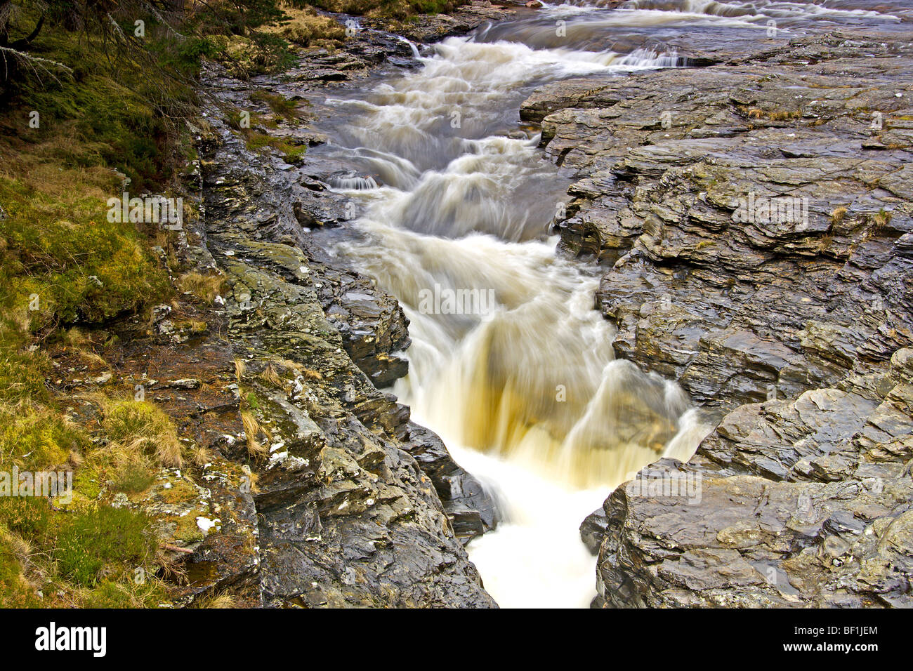 Linn of Dee River Gorge in Glen Lui in Cairngorm National Park Scotland ...
