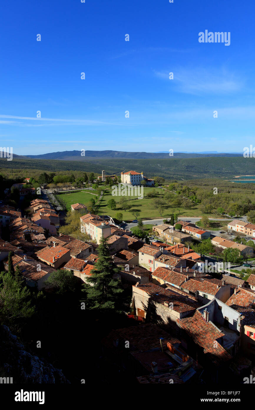The picturesque village of Aiguines near the Sainte Croix lake in the ...