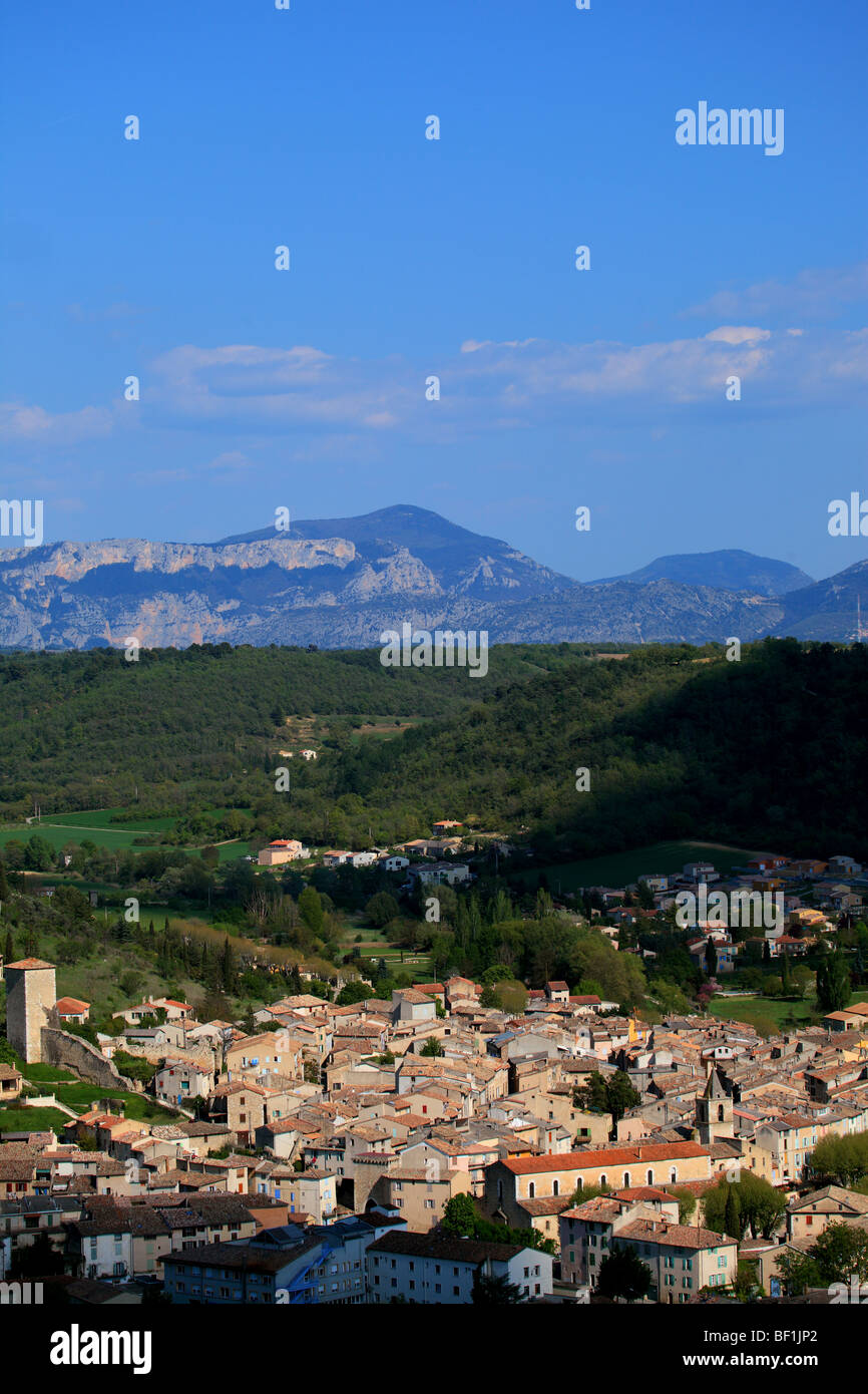 Overhead view of the Provence village of Riez near the Valensole ...