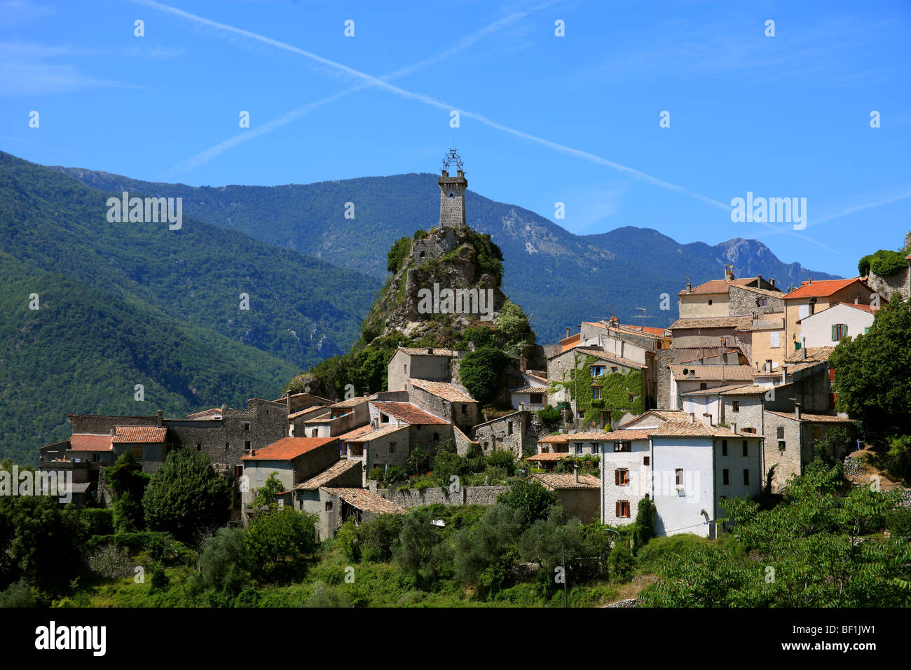 The picturesque village of Sigale in the Esteron valley Stock Photo - Alamy
