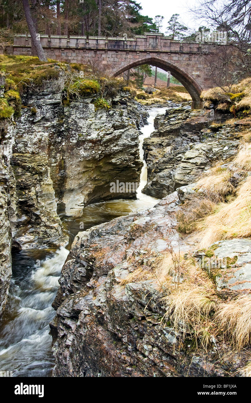 Gorge on the Linn of Dee River in Glen Lui in Cairngorm National Park ...