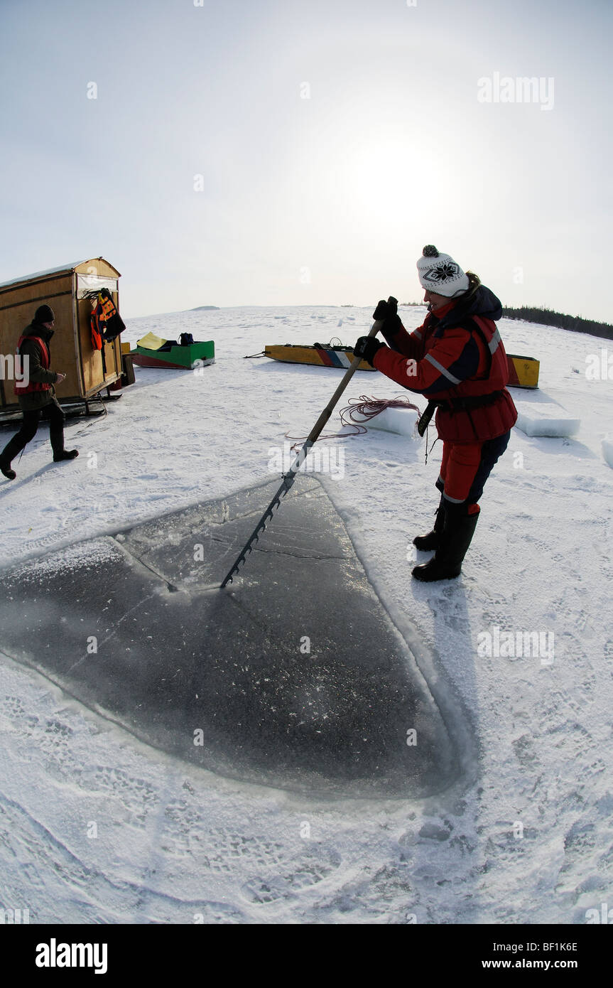 ice camp, ice hole, ice diving, White Sea, Russia Stock Photo - Alamy