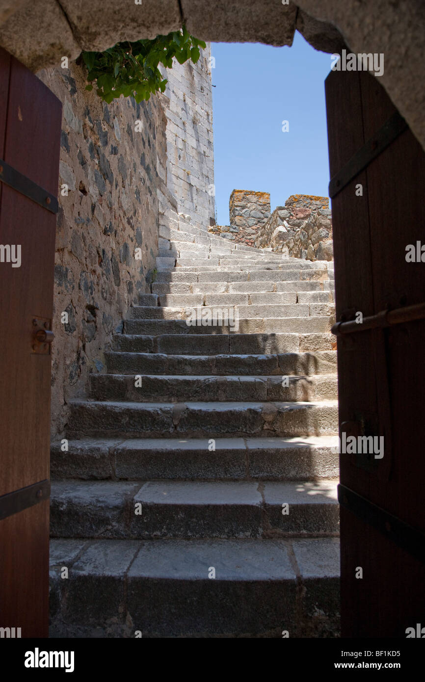 Portugal, Beja Castle, stone steps to the Castle Stock Photo - Alamy
