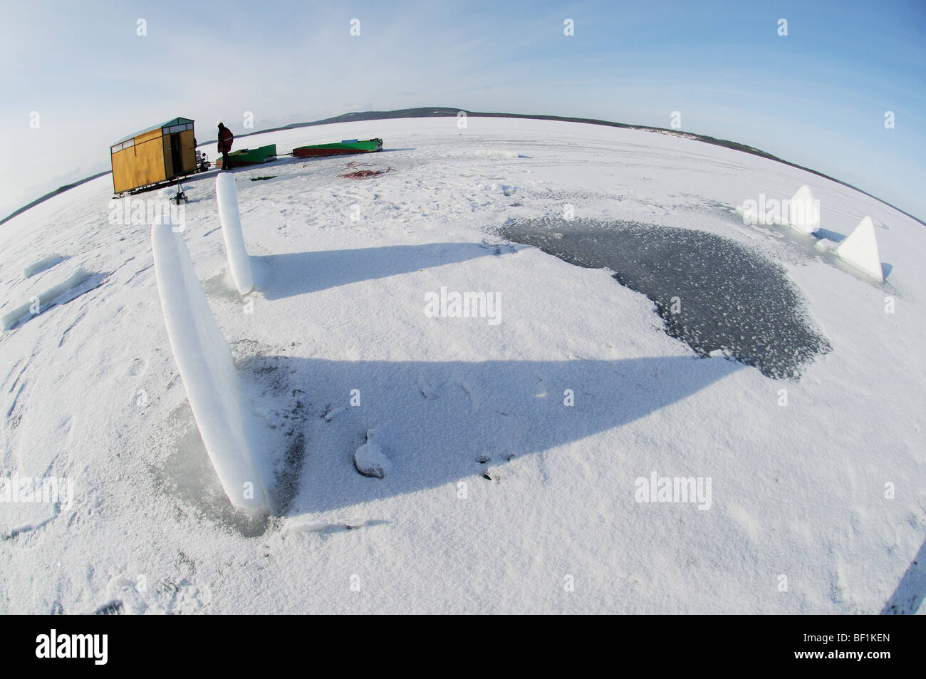 ice camp, ice hole, ice diving, White Sea, Russia Stock Photo - Alamy