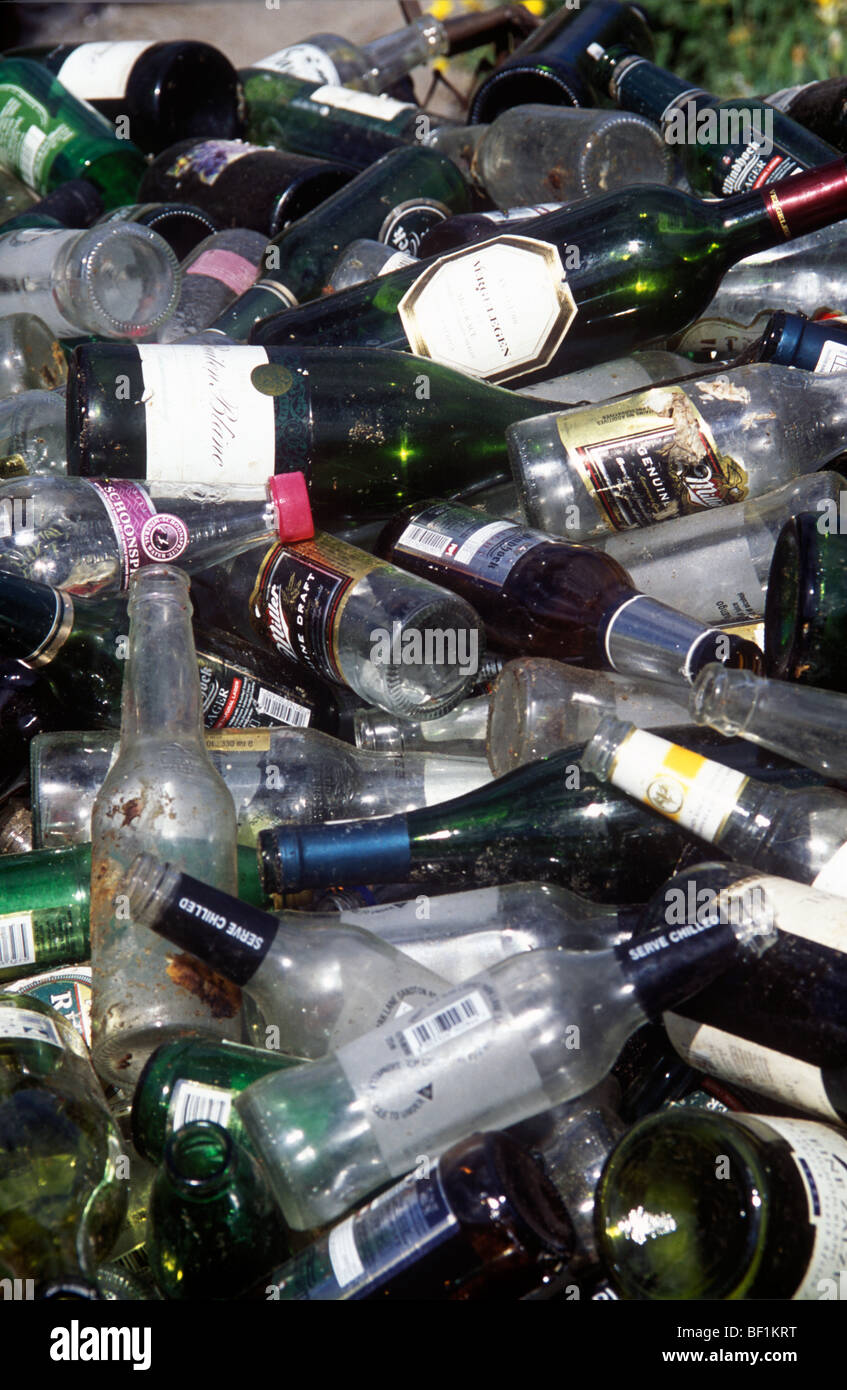Glass bottles awaiting recycling Stock Photo - Alamy