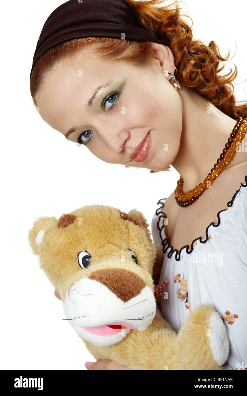 Woman holding plush toy standing hi-res stock photography and images ...