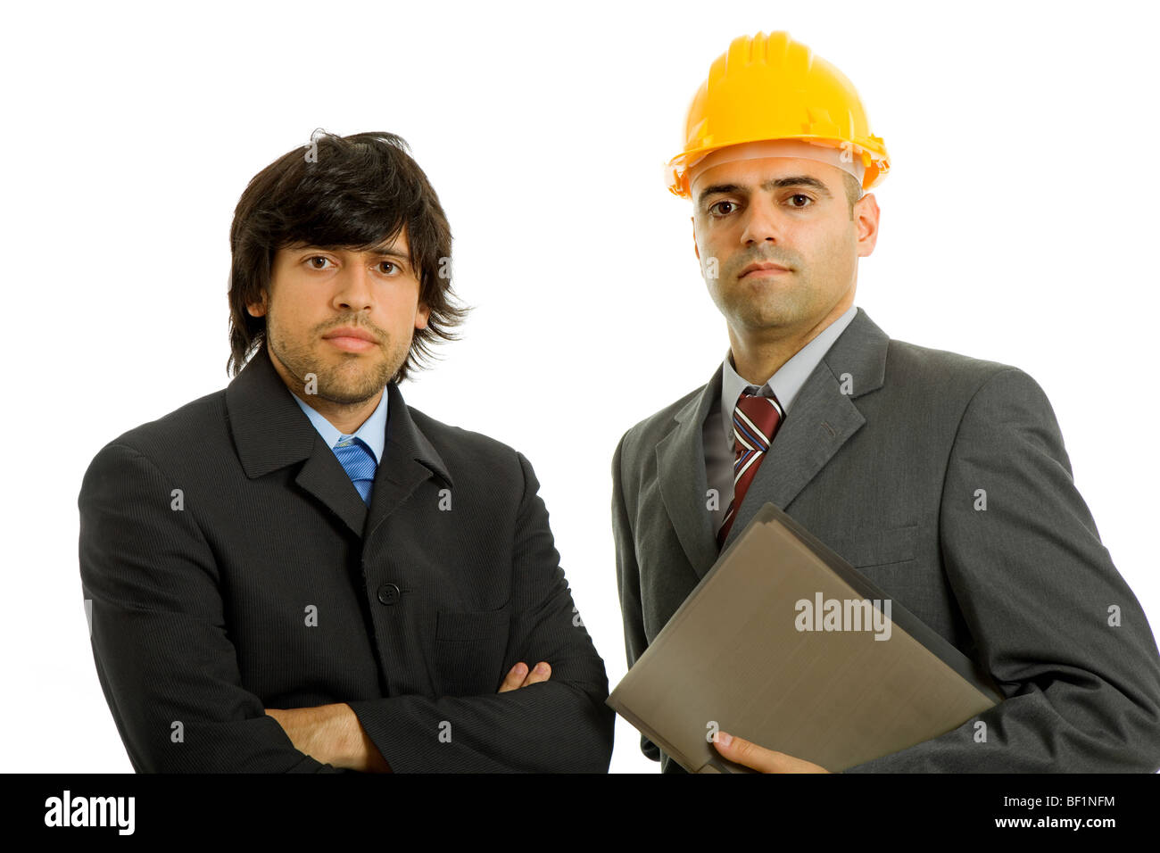 two young business men in a white background Stock Photo - Alamy