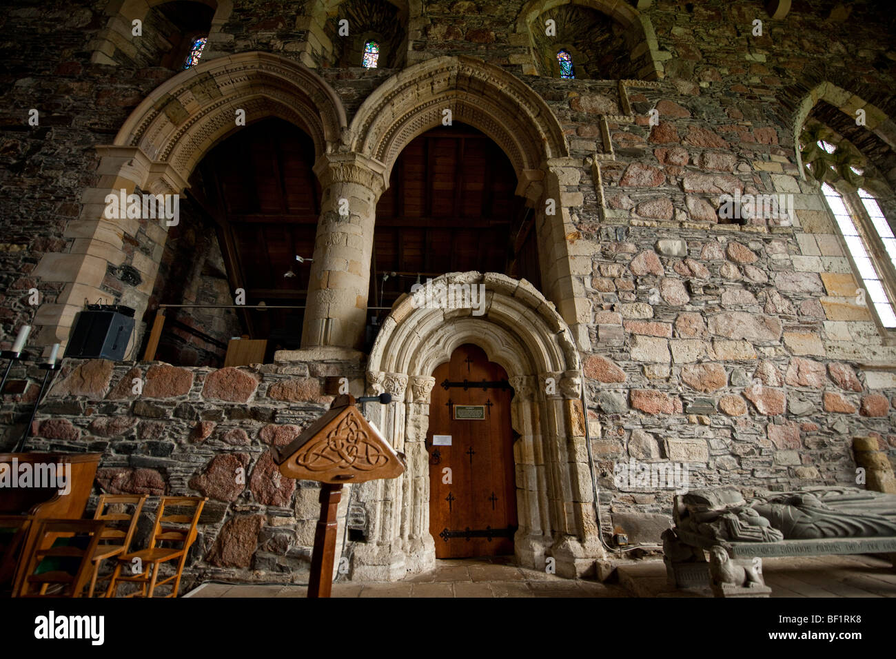 Interior of St. Oran's Chapel. Part of Iona Abbey on the Isle of Iona ...