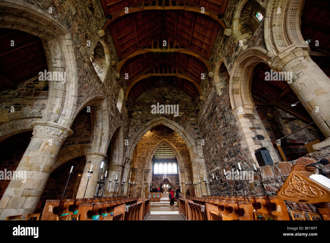 Interior of St. Oran's Chapel. Part of Iona Abbey on the Isle of Iona ...