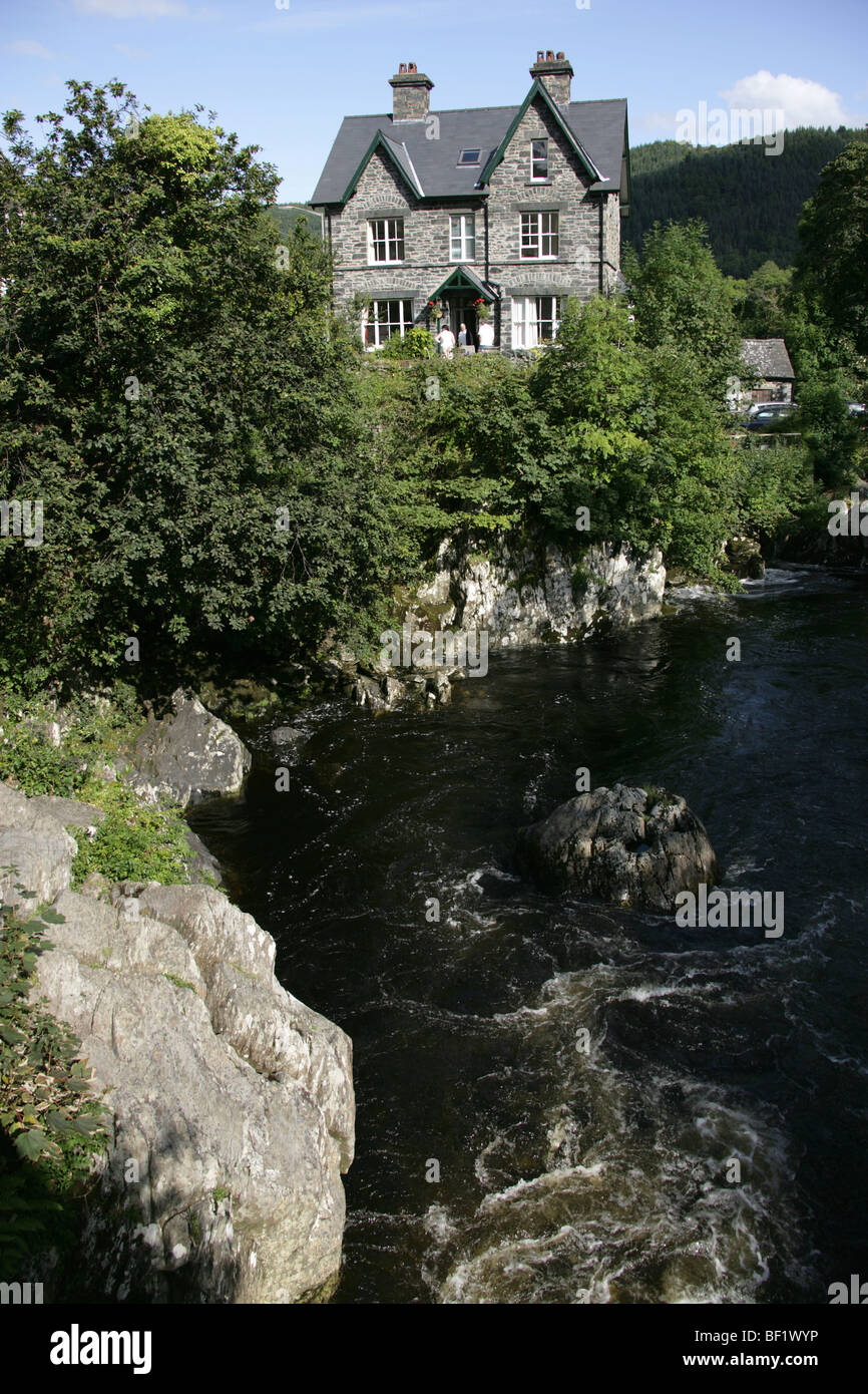 Village of Betws-y-Coed, Wales. House by the River Llugwy near Betwe-Y ...