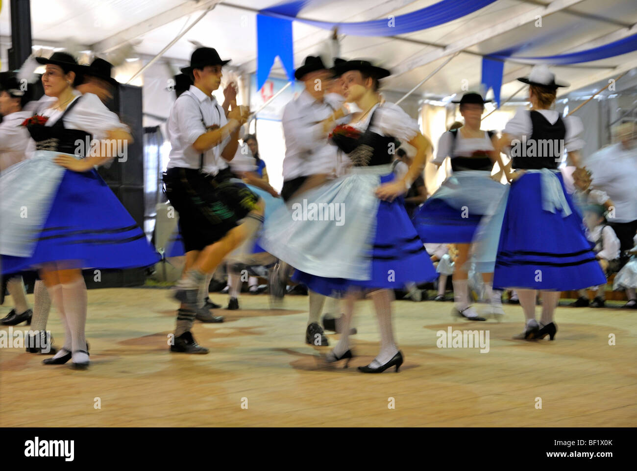 German folk dancing during the Oktoberfest in Addison, Texas, USA Stock ...