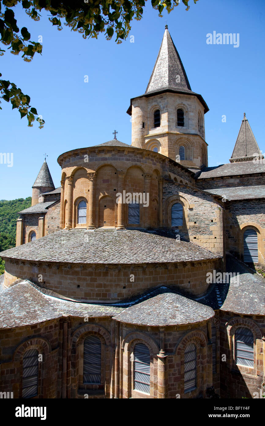 France, Conques, Abbey of St. Faith, church- closer view Stock Photo ...