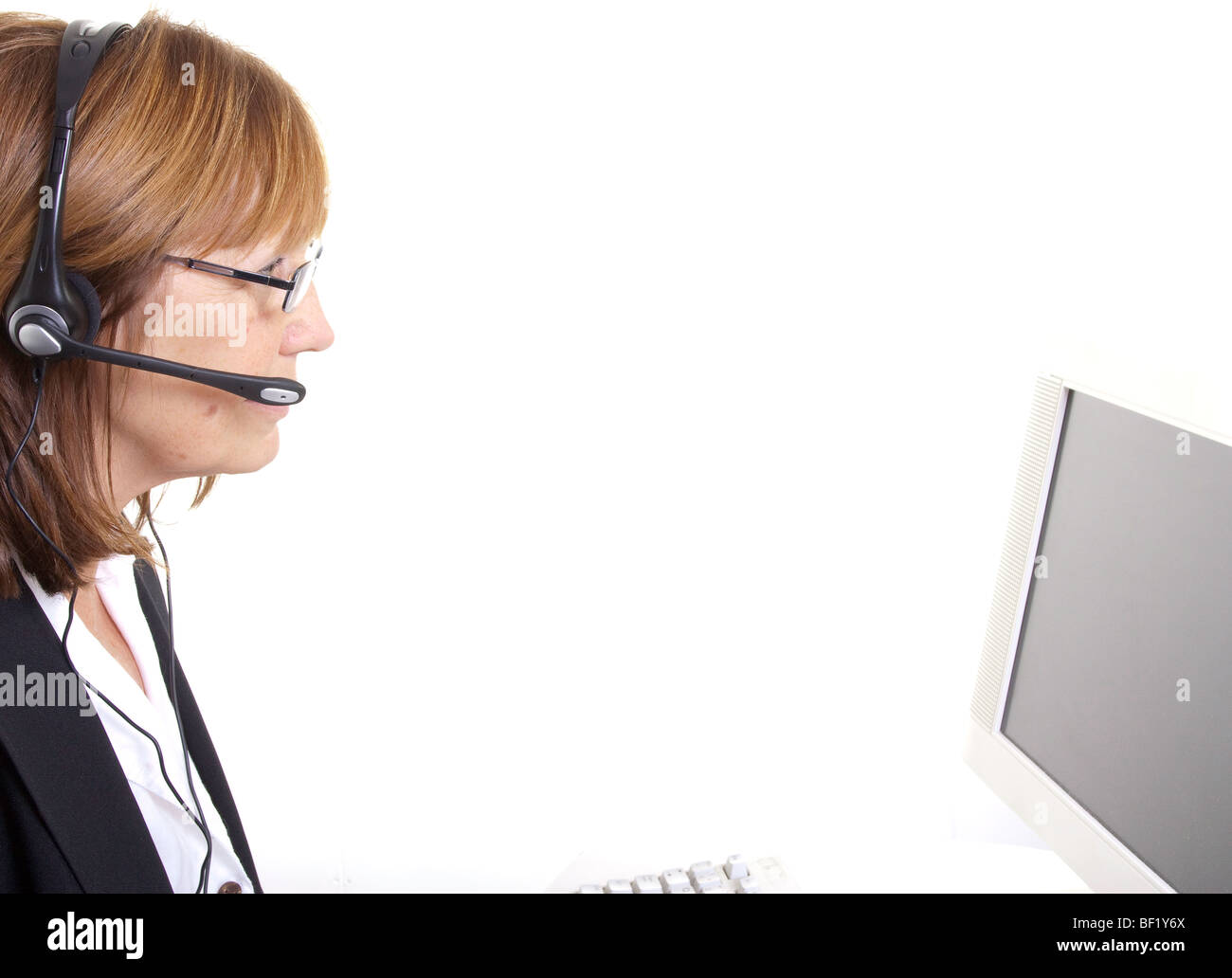 Call centre old lady hi-res stock photography and images - Alamy