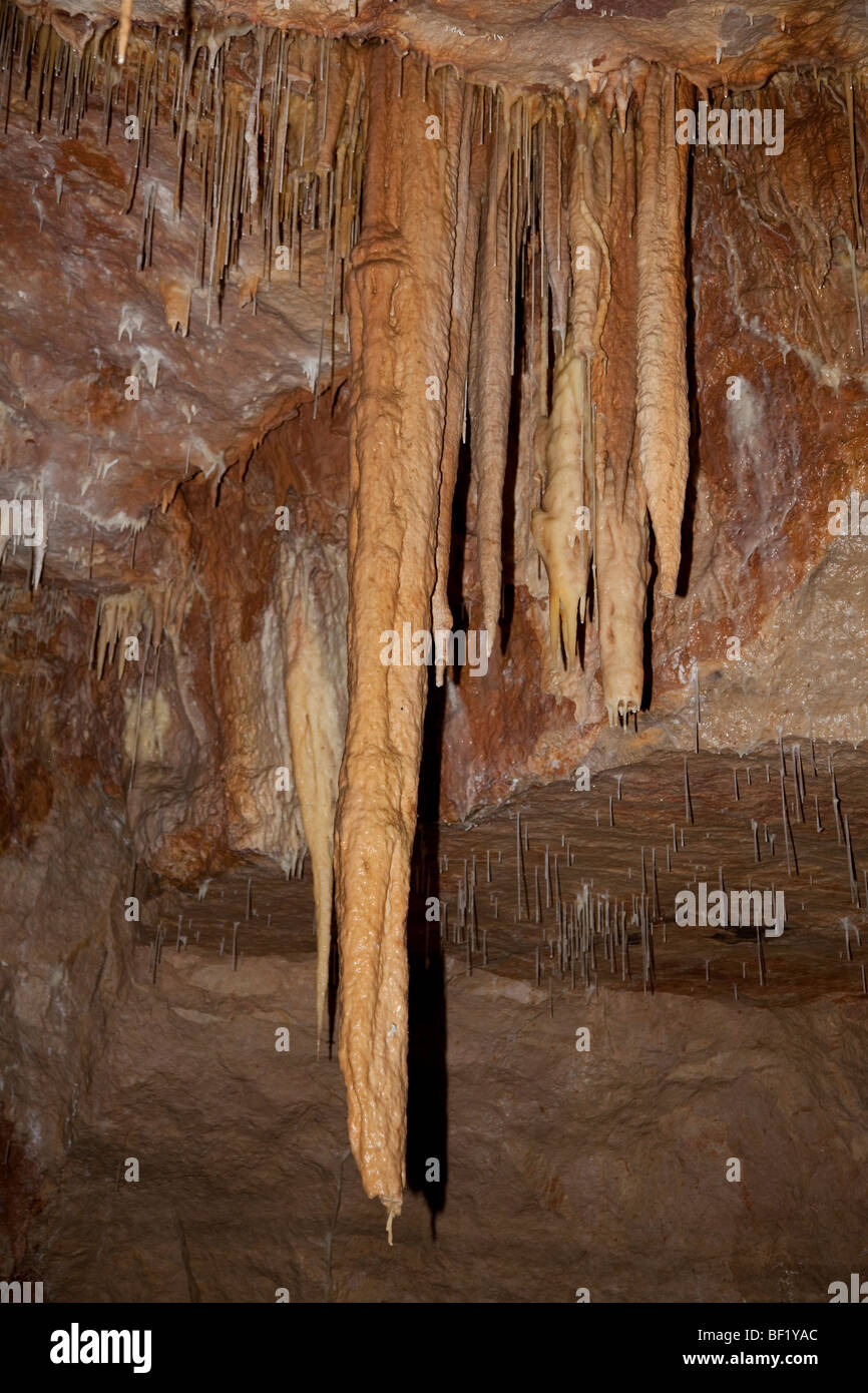 France, Dargilan Cave -(The pink cave). Grotte de Dargilan- Interior of ...