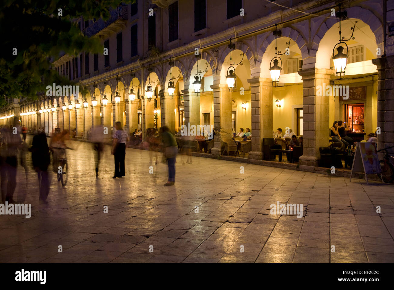 Night time in The Liston, Kerkyra (Corfu), Greece Stock Photo - Alamy