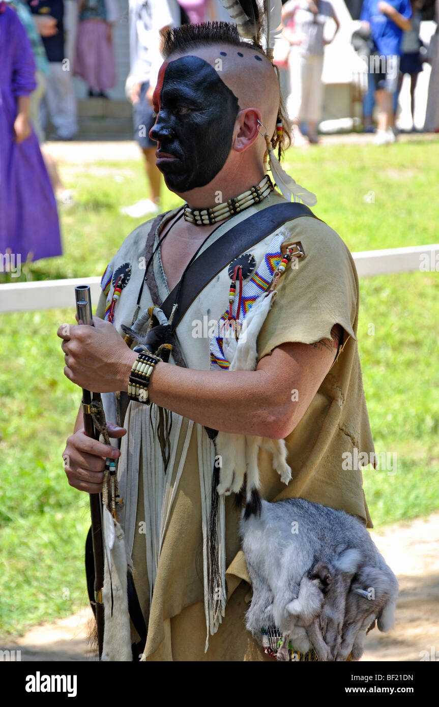 Native American Indian man in military - costumed American ...