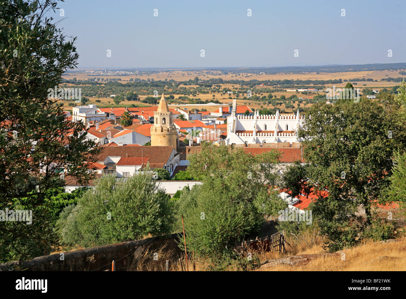 panoramic view of the castle and town of Viana do Alentejo, Alentejo ...