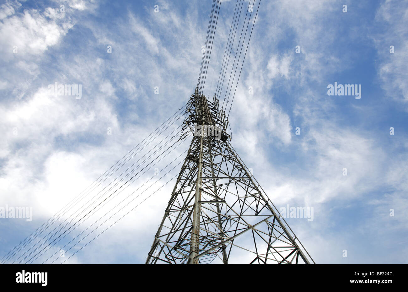 High-angle view of an electric steel tower in Japan Stock Photo - Alamy