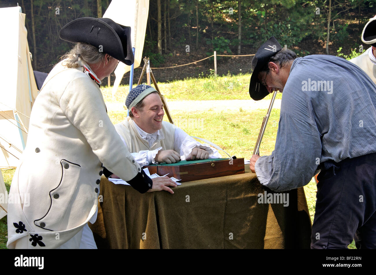 Life in military tent camp - costumed American Revolutionary War (1770 ...