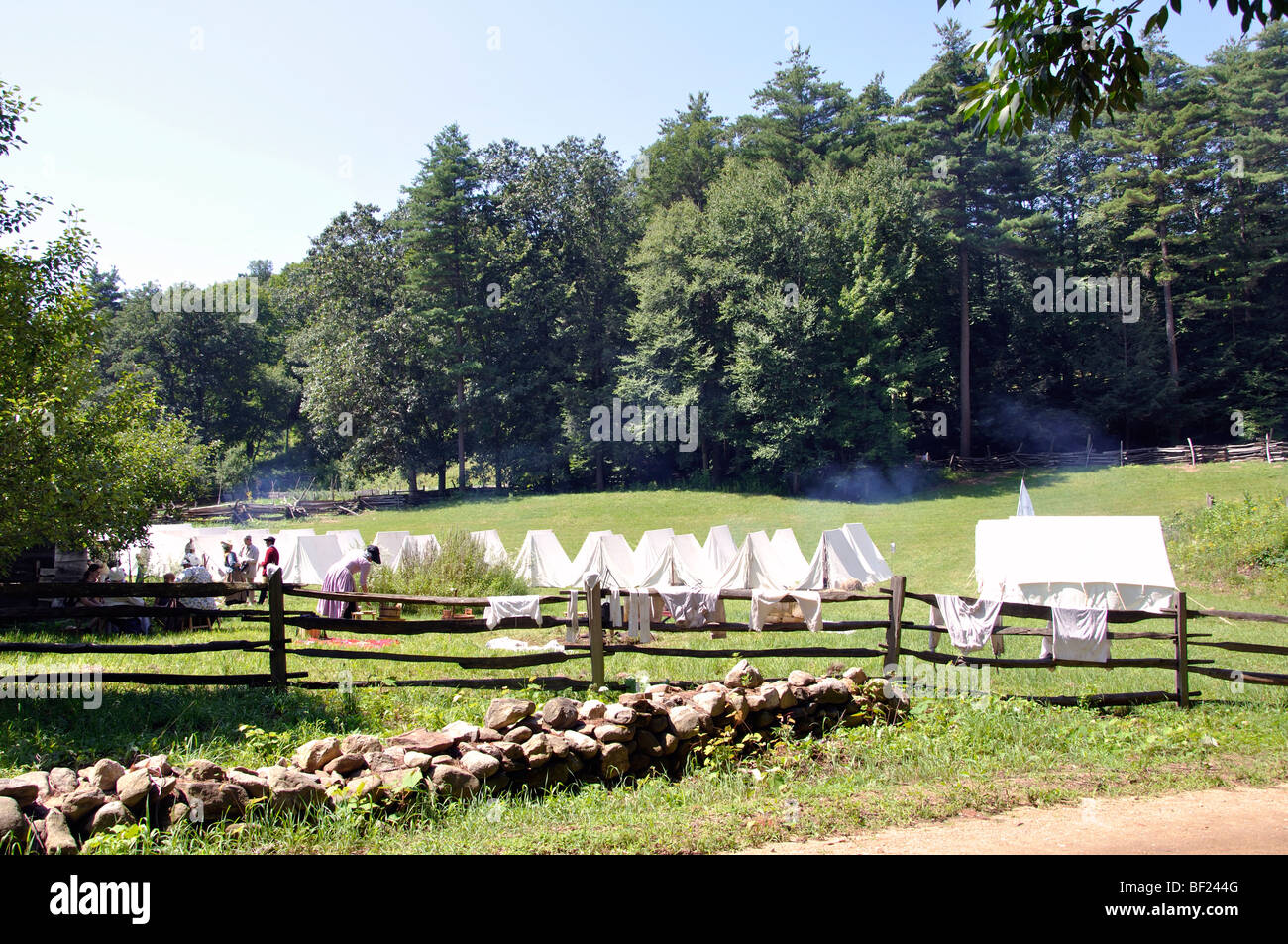 Military tent camp - costumed American Revolutionary War (1770's) era ...