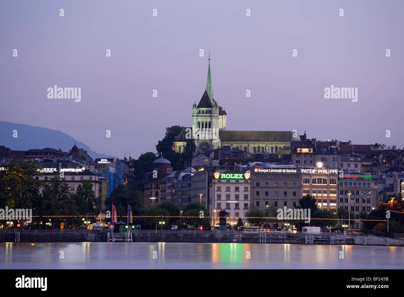 St. Pierre Cathedral at night, Geneva, Canton of Geneva, Switzerland ...