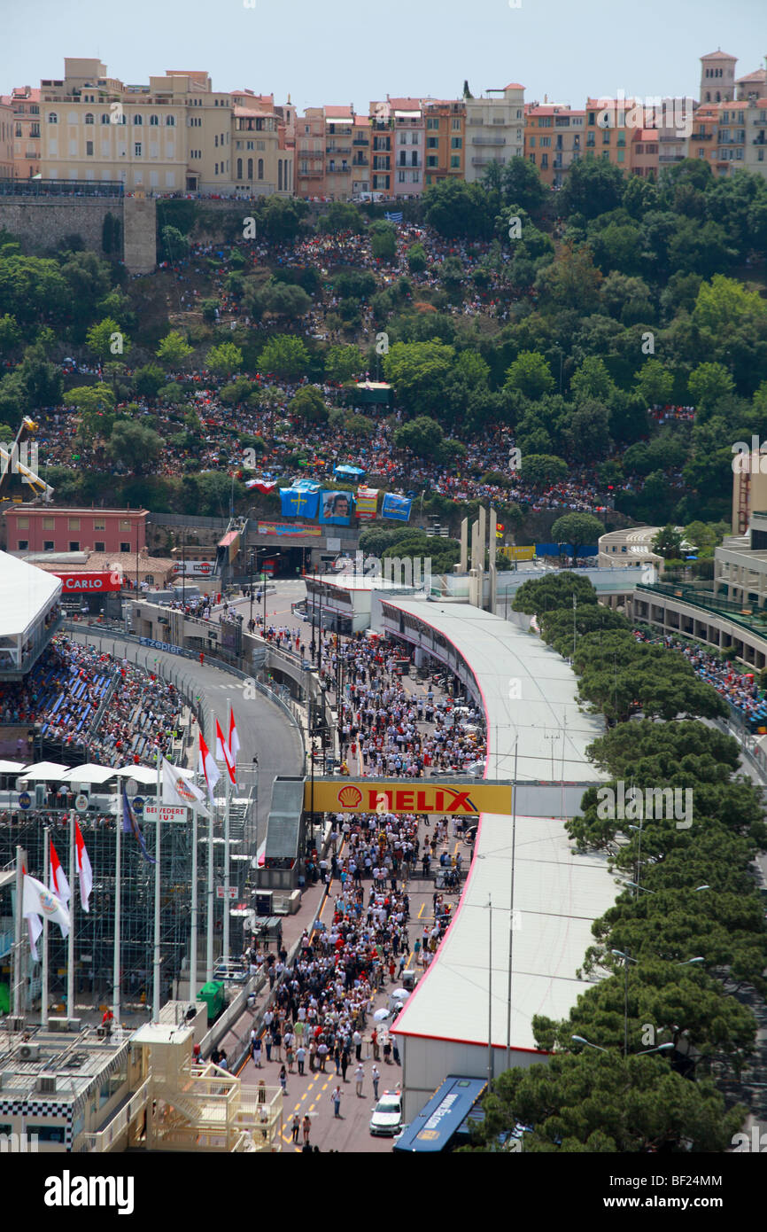 The crowded Monaco formula one stage during the Grand Prix Stock Photo ...