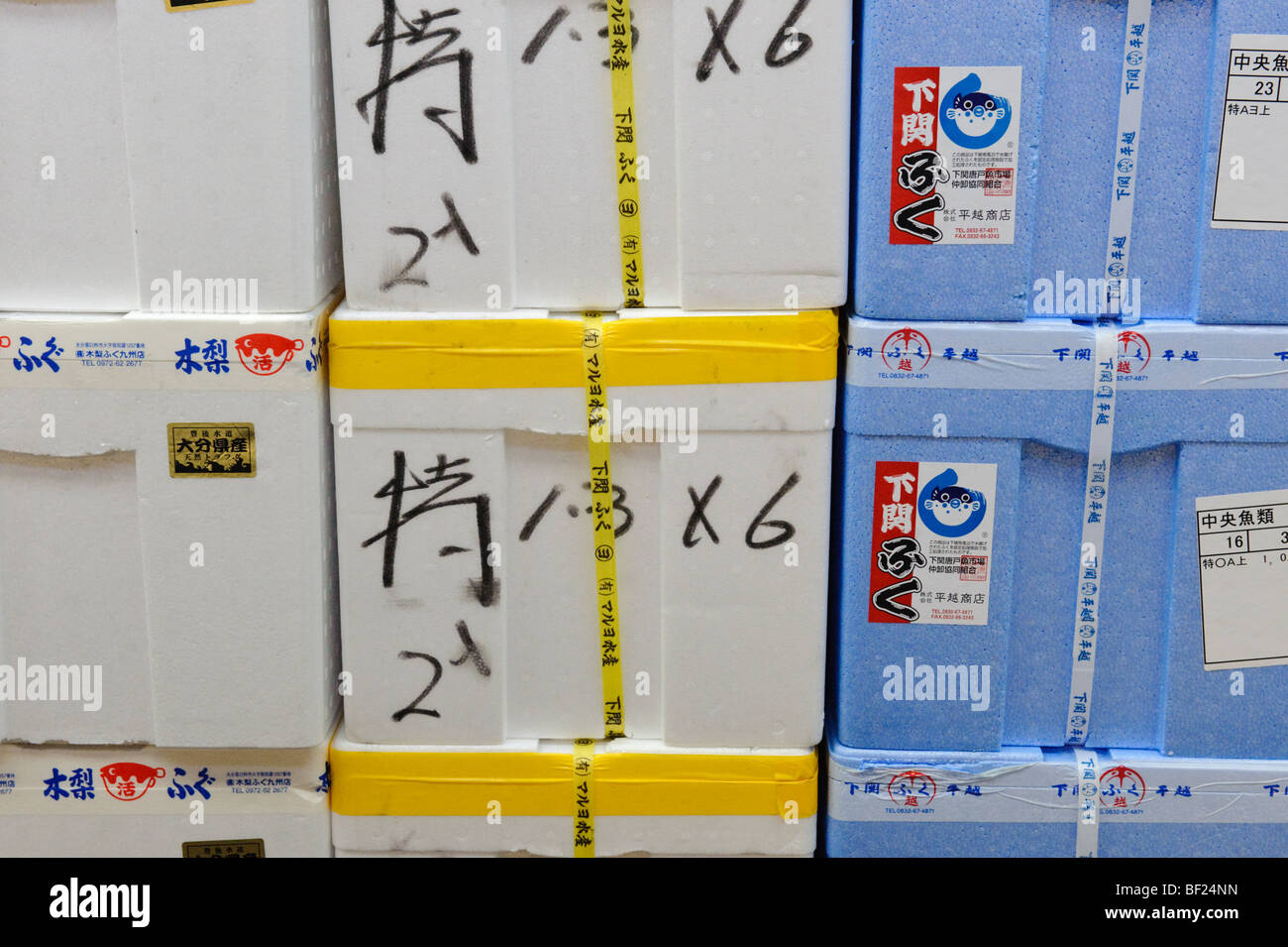 Stacked Plastic Fish Boxes Stock Photos & Stacked Plastic Fish Boxes ...