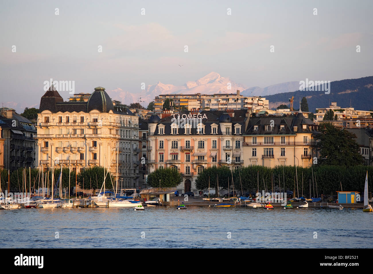 Cityscape of Geneva, Mont Blanc in the Background, Canton of Geneva ...