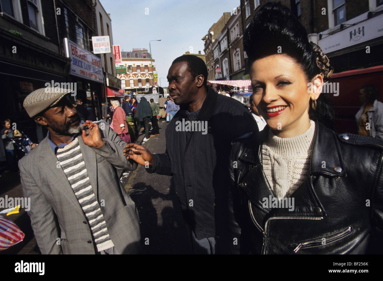 Mixed race community living in Brick Lane, London England Stock Photo ...