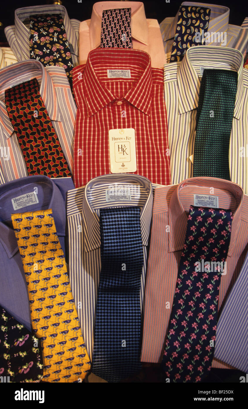 Classic shirts on display at Hilditch and Keys shop, London Stock Photo ...